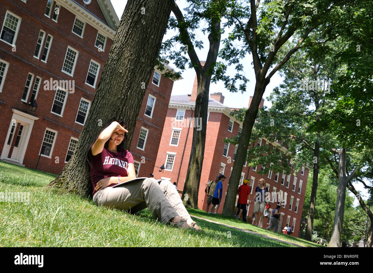 Female Harvard student, Harvard University campus, Boston, MA, USA ...
