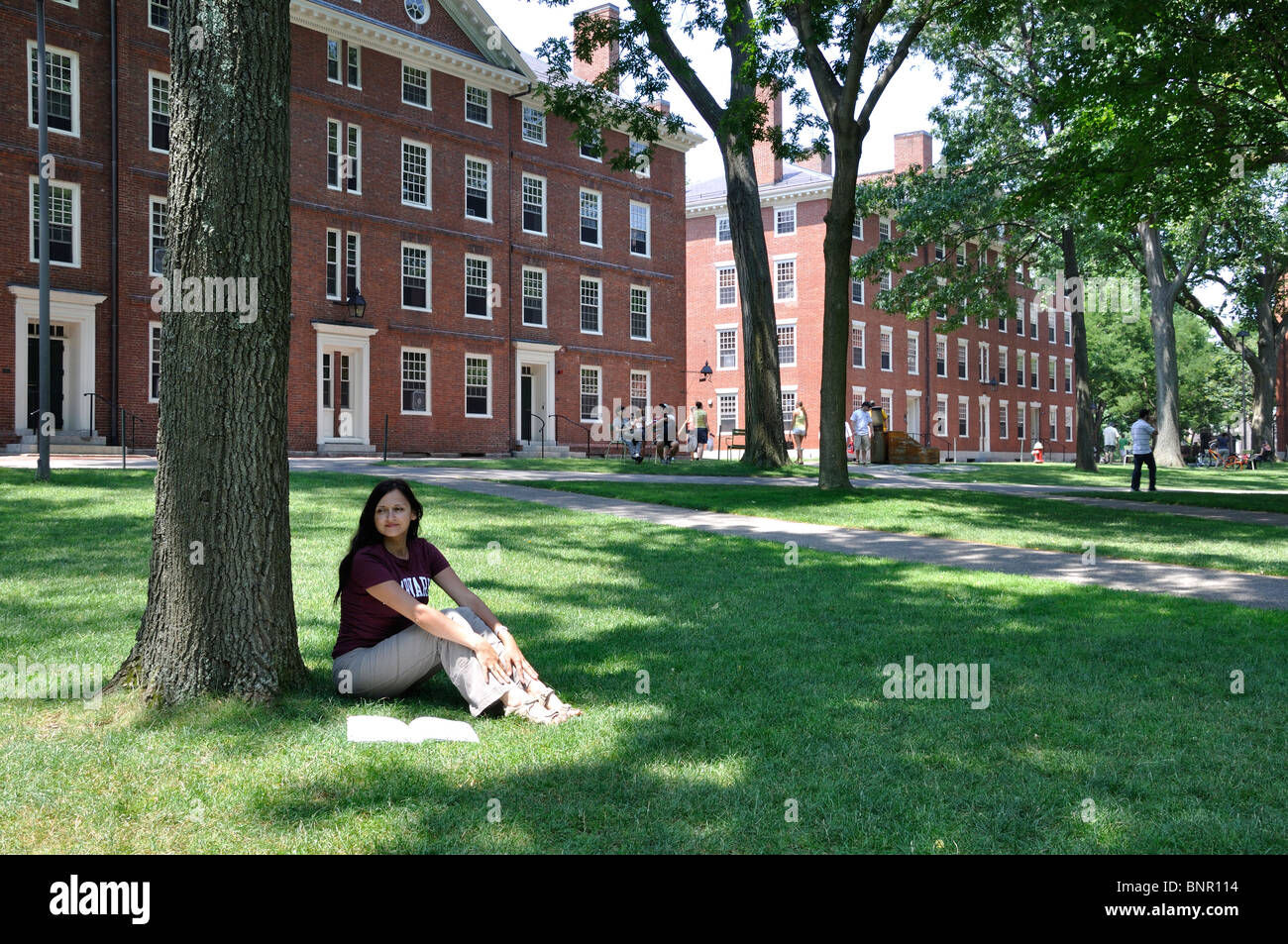 Female Harvard student, Harvard University campus, Boston, MA, USA ...