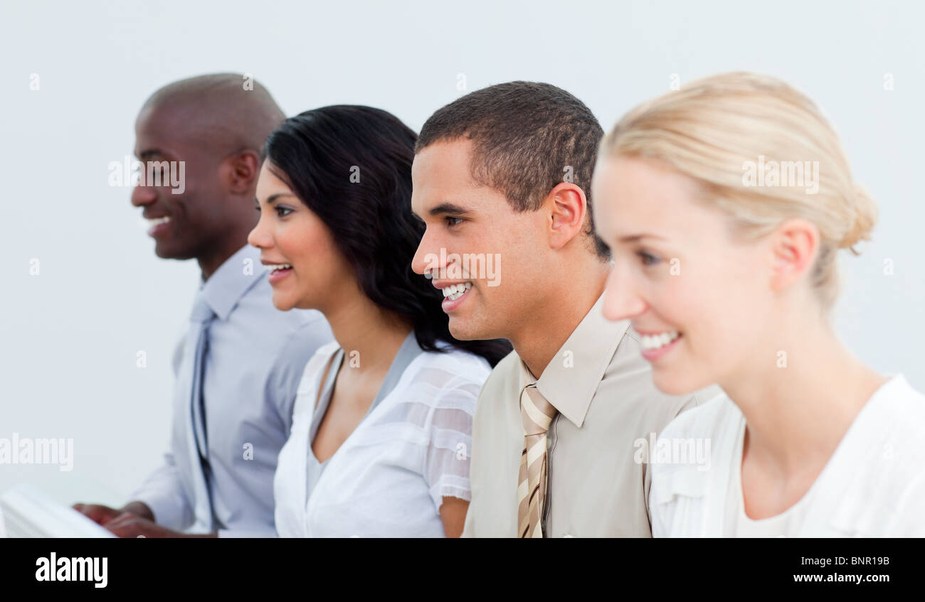 Presentation of a multi-cultural business team at work Stock Photo - Alamy
