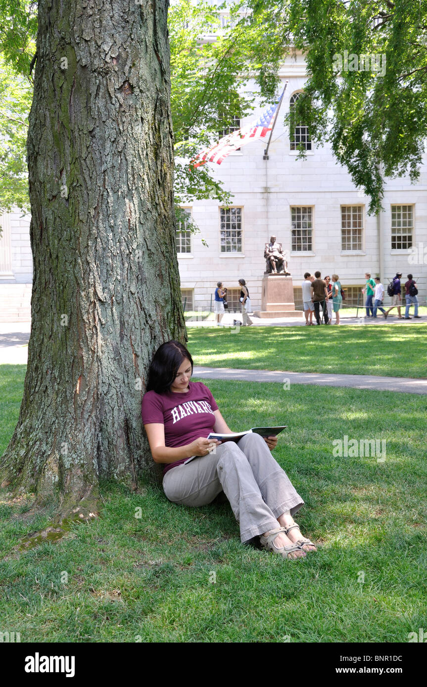 Female Harvard student, Harvard University campus, Boston, MA, USA ...