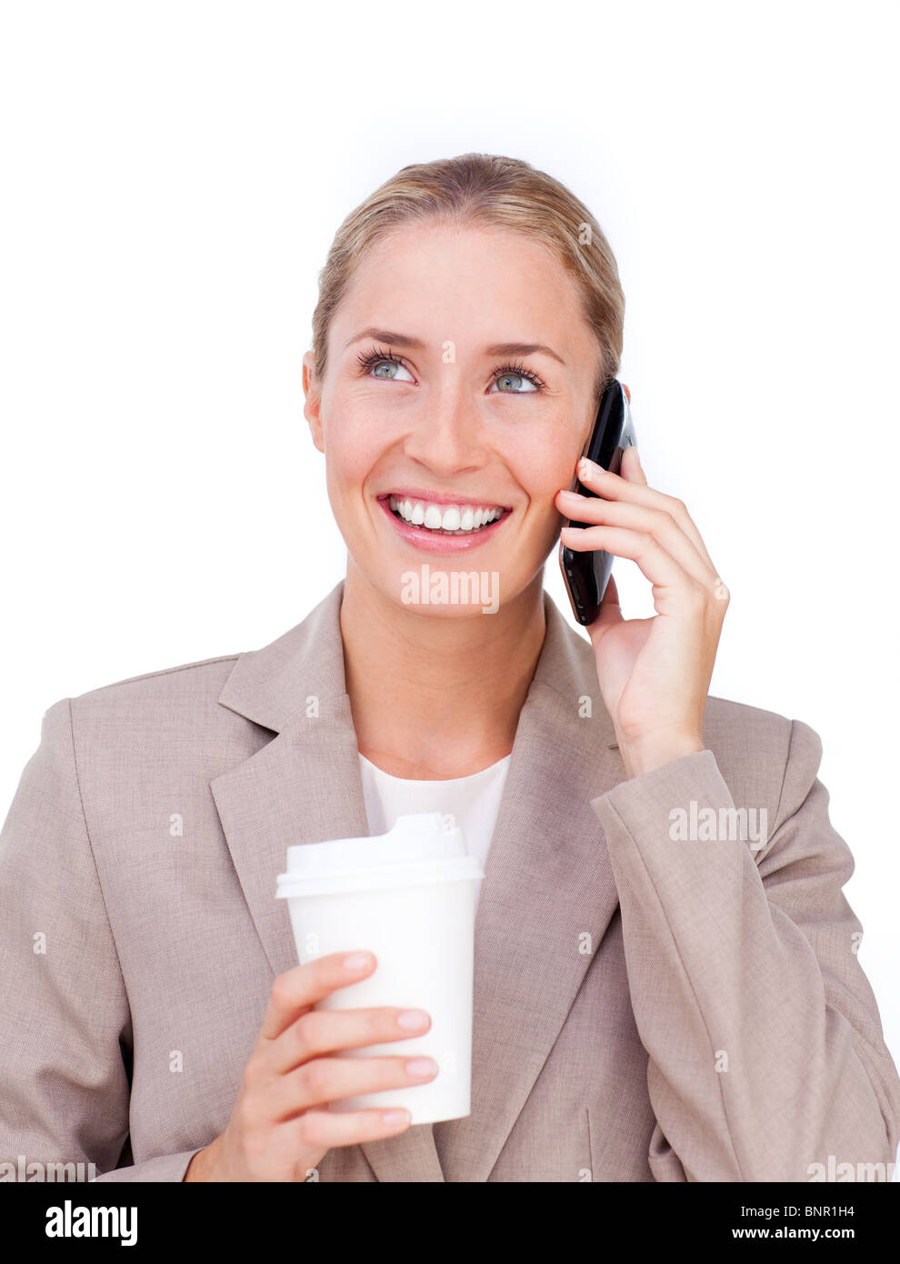 Assertive customer service representative using headset Stock Photo - Alamy