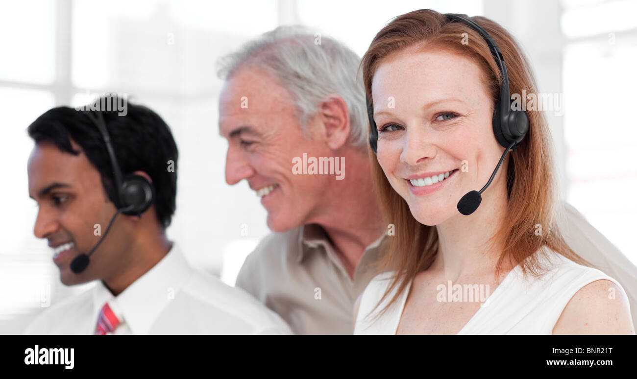 Customer service agents and their manager Stock Photo - Alamy
