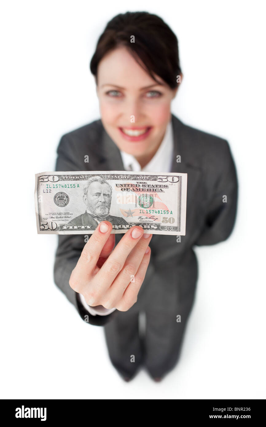 Woman holding currency notes showing Cut Out Stock Images & Pictures ...