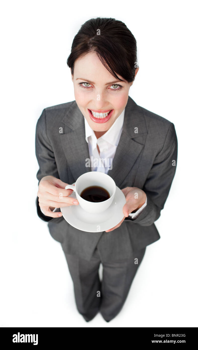 Happy customer service agent using a headset Stock Photo - Alamy