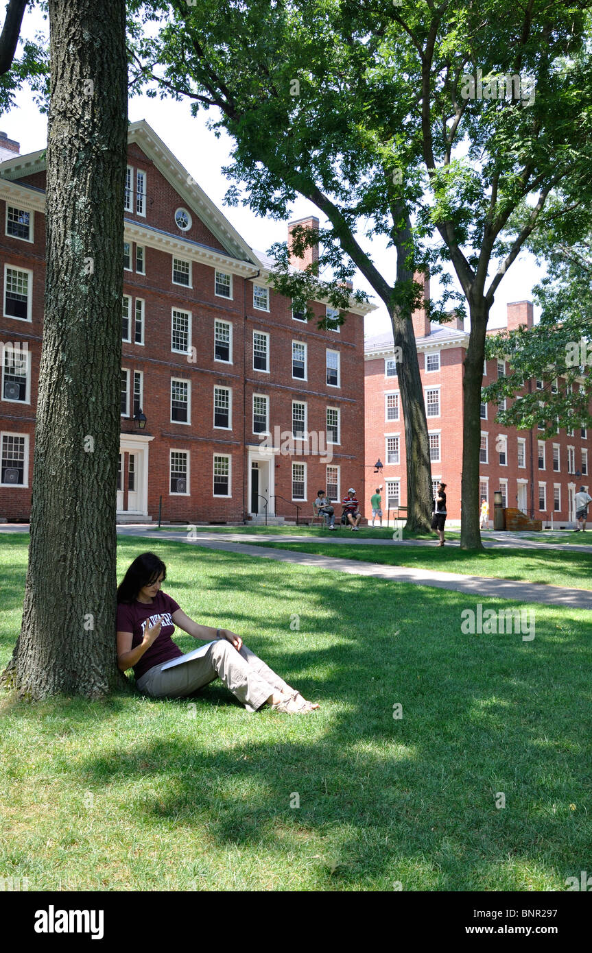 Female Harvard student, Harvard University campus, Boston, MA, USA ...