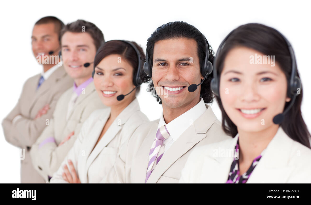 Young customer service representatives standing in a row Stock Photo ...