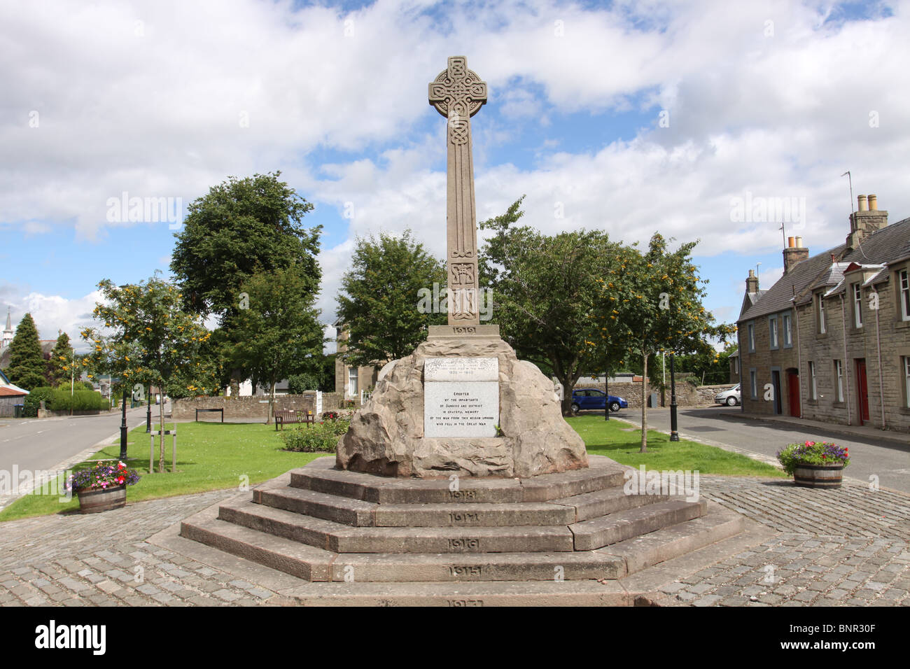 War Memorial and Village Green Dunning Scotland July 2010 Stock Photo ...