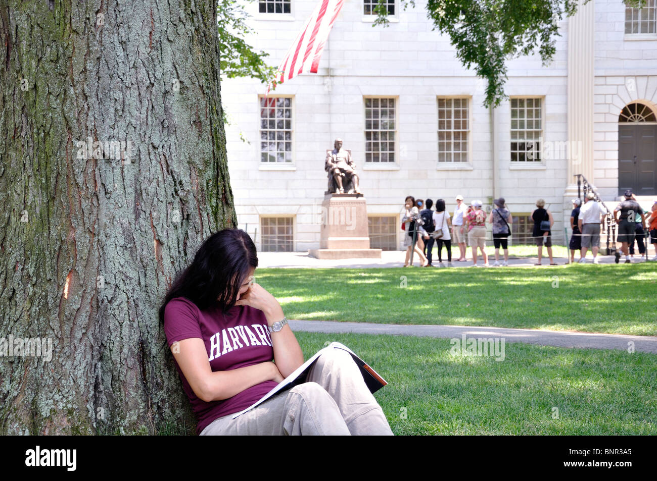Female Harvard student, Harvard University campus, Boston, MA, USA ...