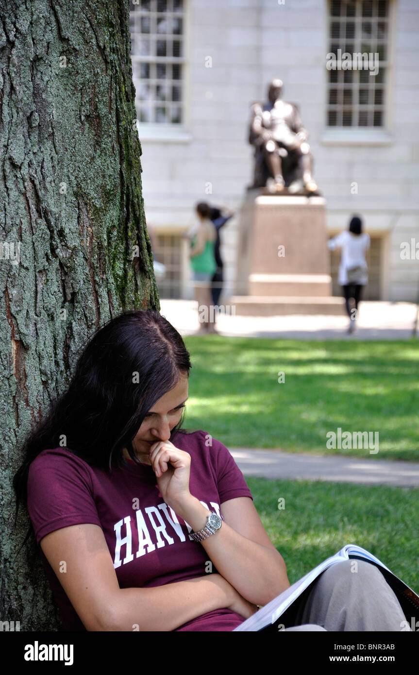 Female Harvard student, Harvard University campus, Boston, MA, USA ...
