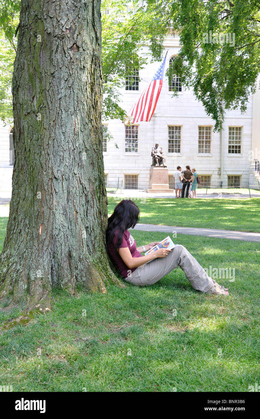 Female Harvard student, Harvard University campus, Boston, MA, USA ...