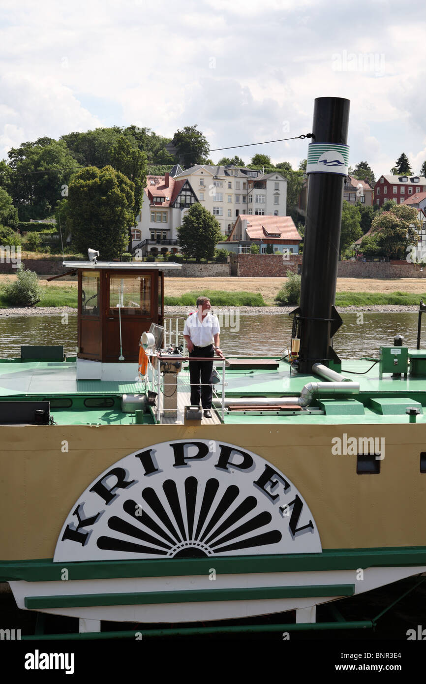 The captain of paddle-steamer Krippen at the controls Stock Photo - Alamy