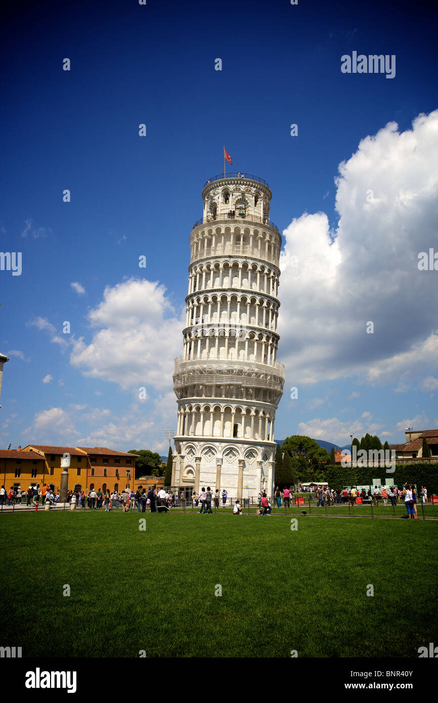 The Leaning Tower of Pisa at Miracle Square. Pisa, Italy Stock Photo ...