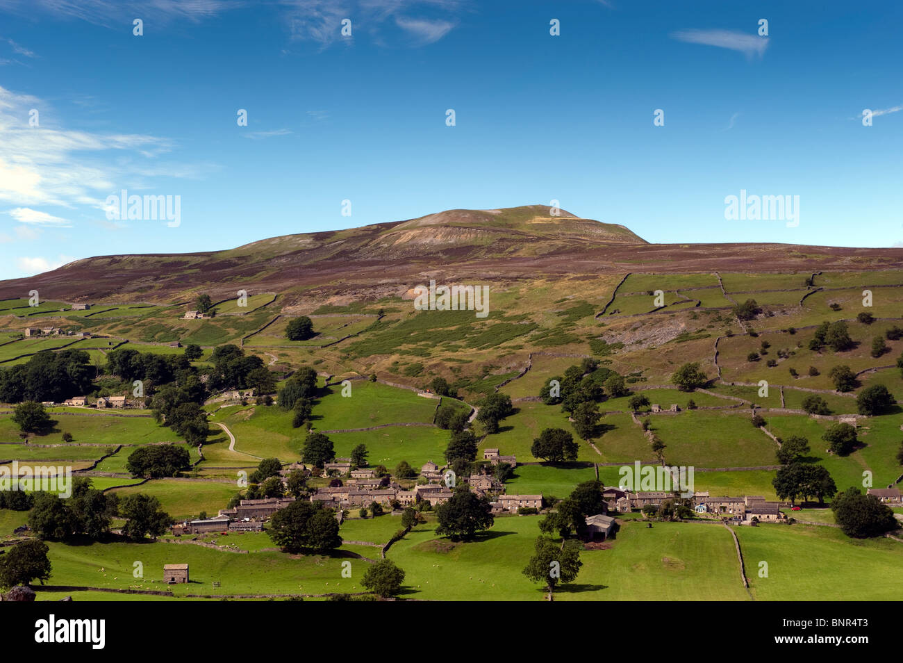 Village of Healaugh underneath Calver fell in Swaledale Stock Photo - Alamy