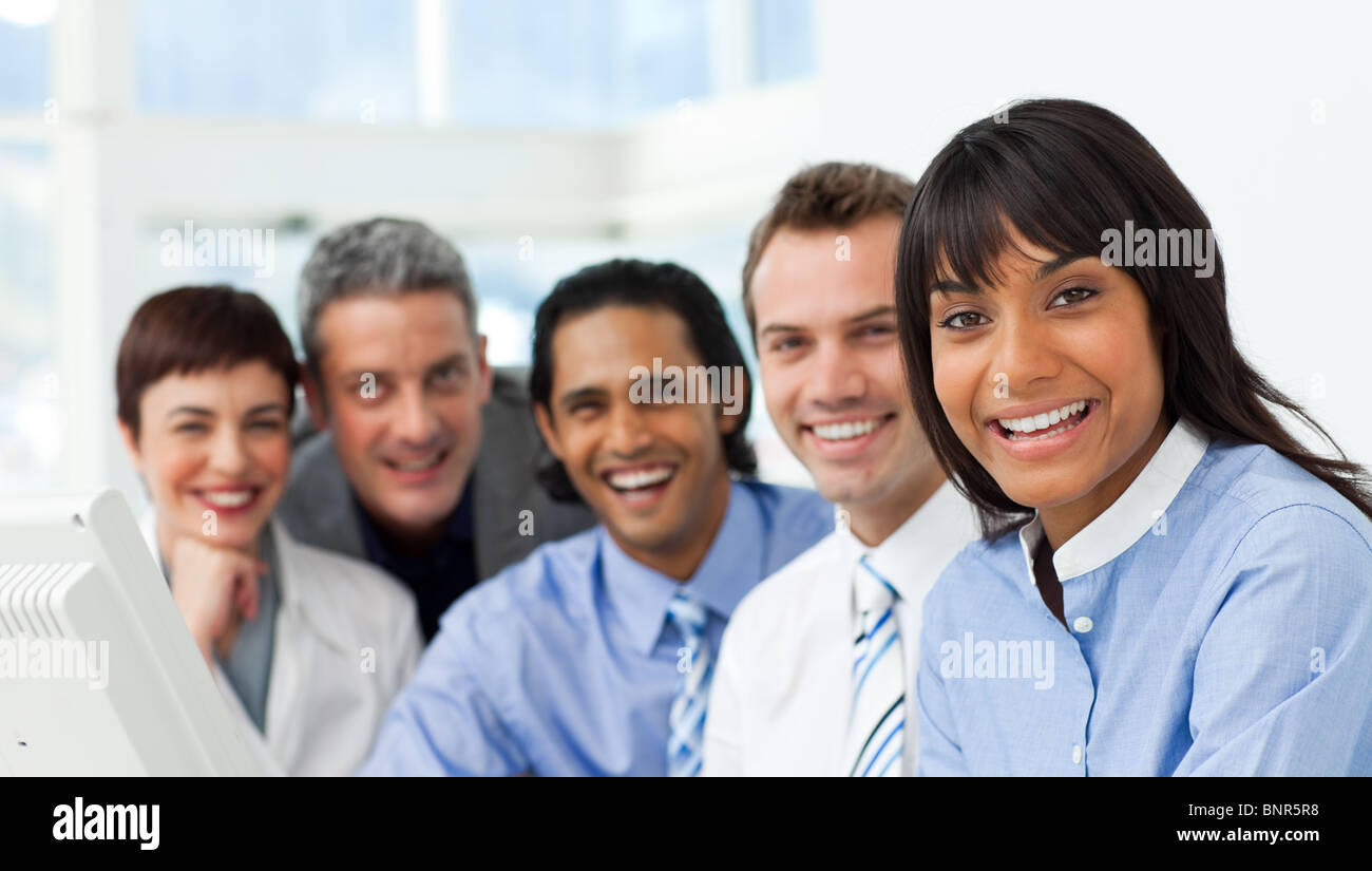 Group smiling people showing hi-res stock photography and images - Alamy