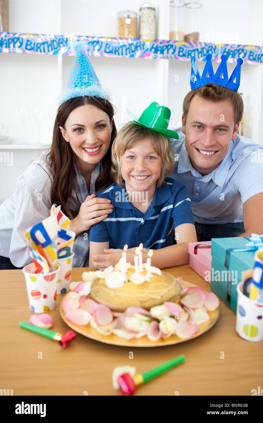 Happy little boy celebrating his birthday Stock Photo - Alamy
