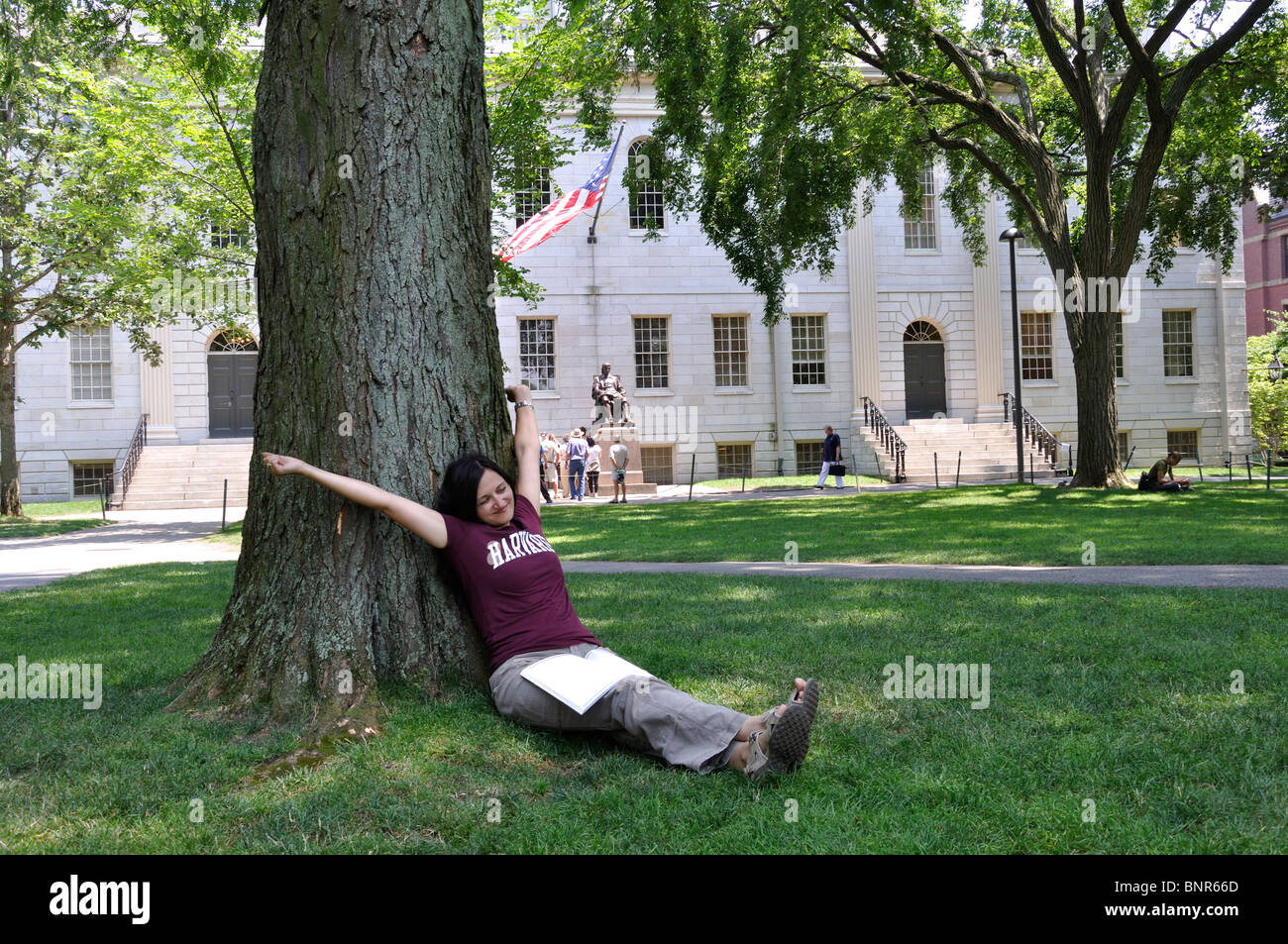 Female Harvard student, Harvard University campus, Boston, MA, USA ...