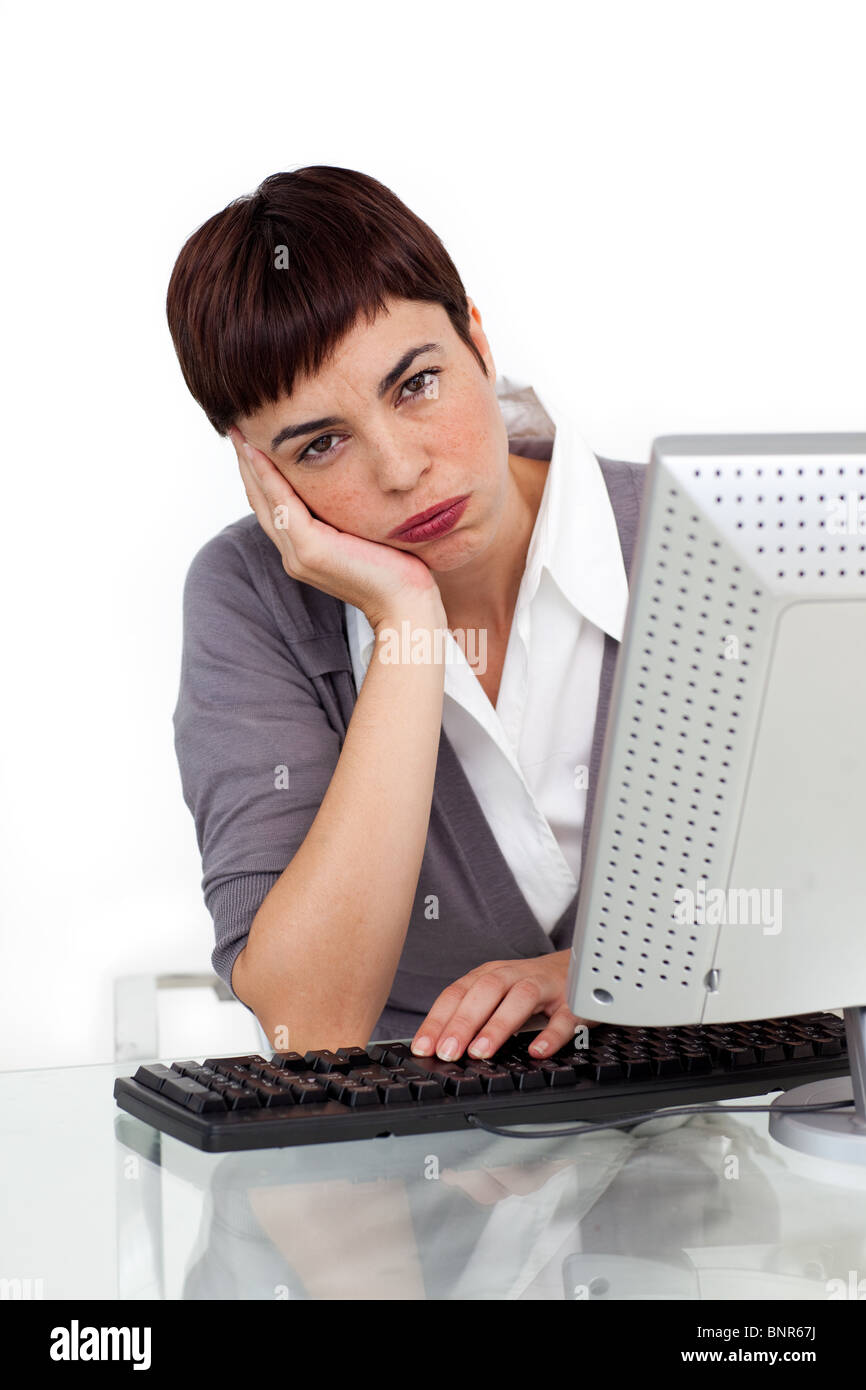 Tired cute casual woman computer hi-res stock photography and images ...
