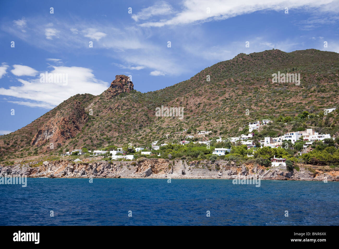 Villas in the west coast of island Panarea of Aeolian Islands, Italy ...