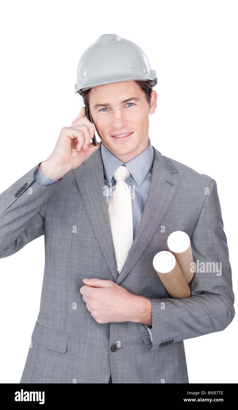 Charming male architect on phone Stock Photo - Alamy