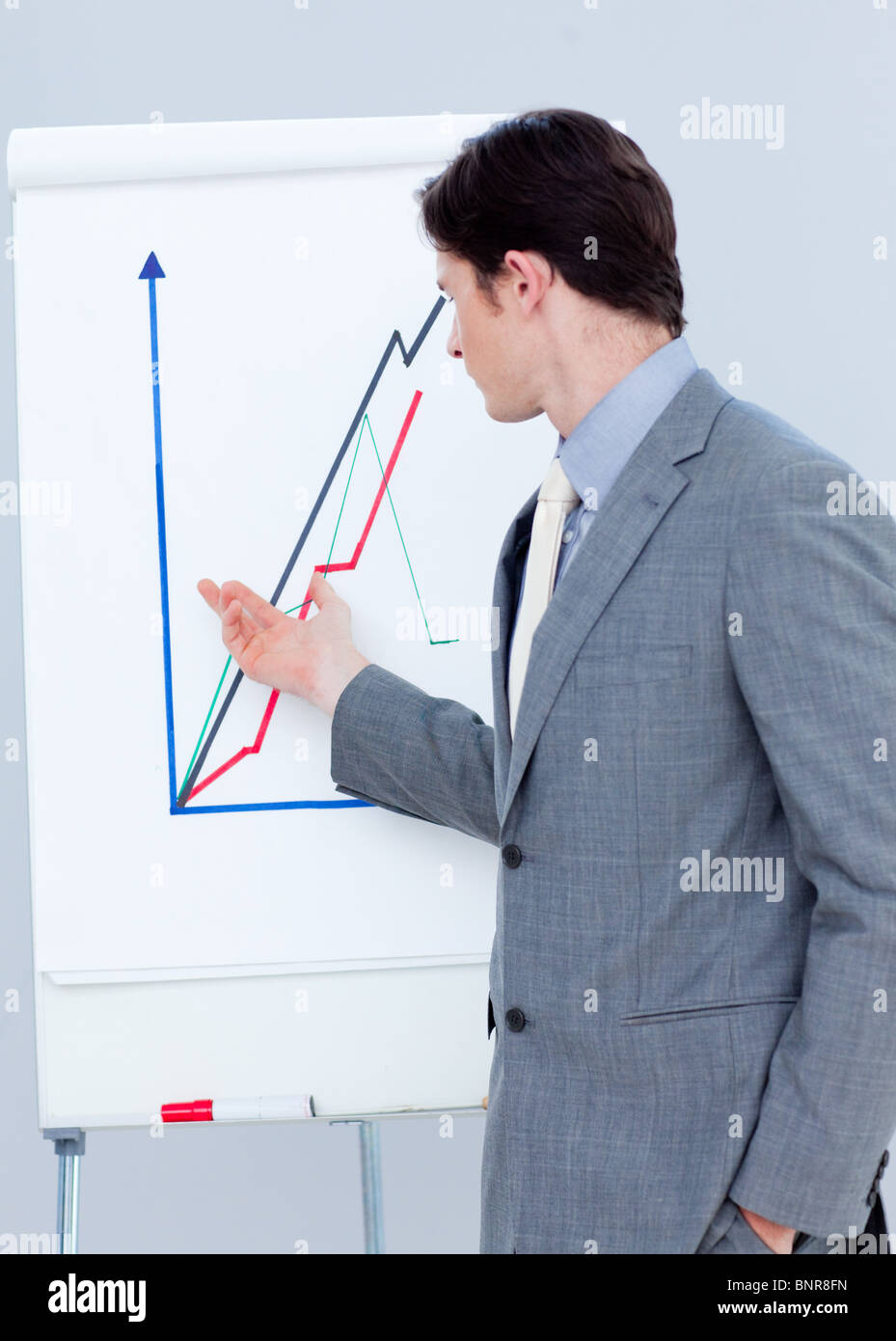 Positive businessman reporting sales figures Stock Photo - Alamy