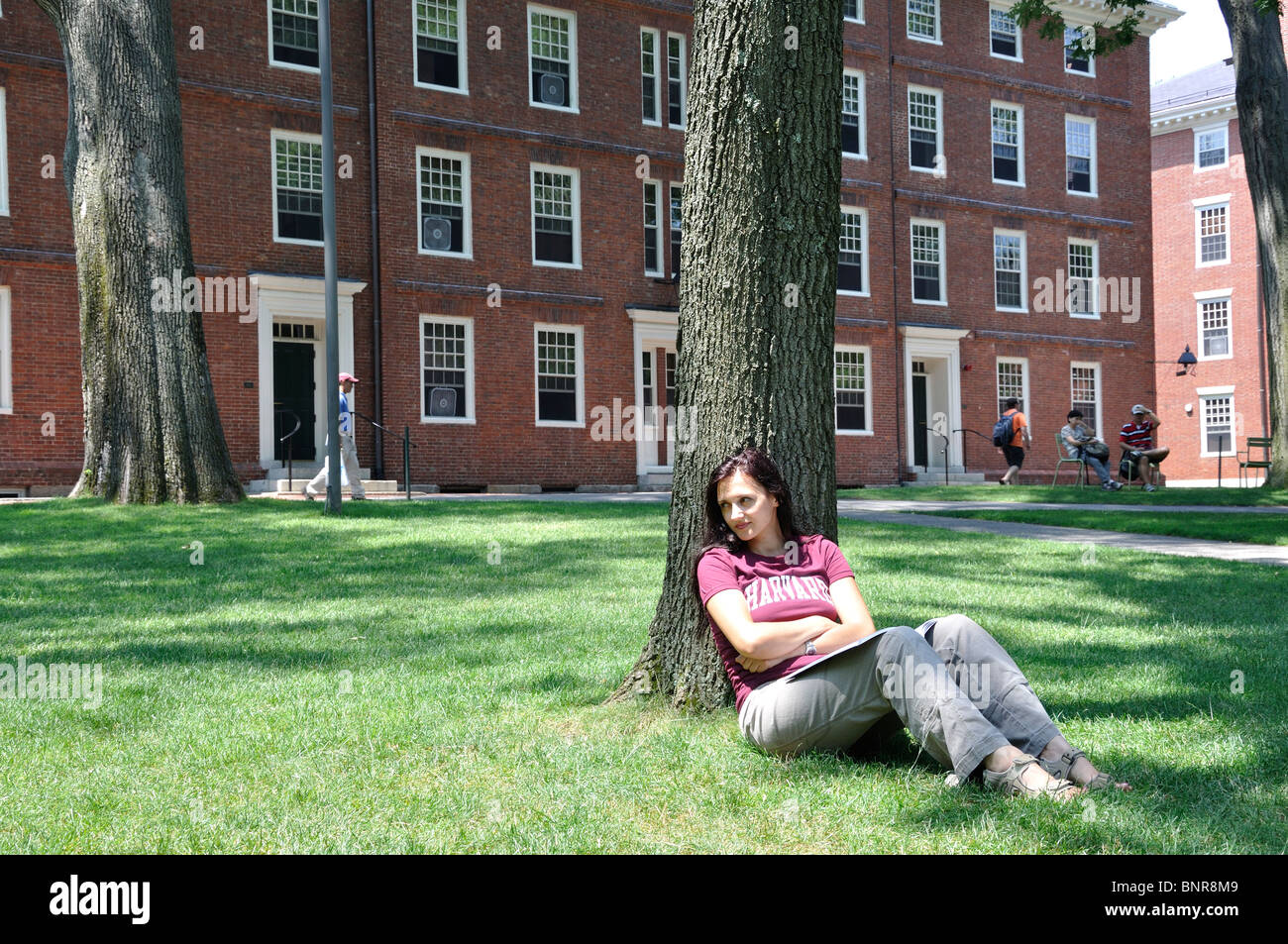 Female Harvard student, Harvard University campus, Boston, MA, USA ...