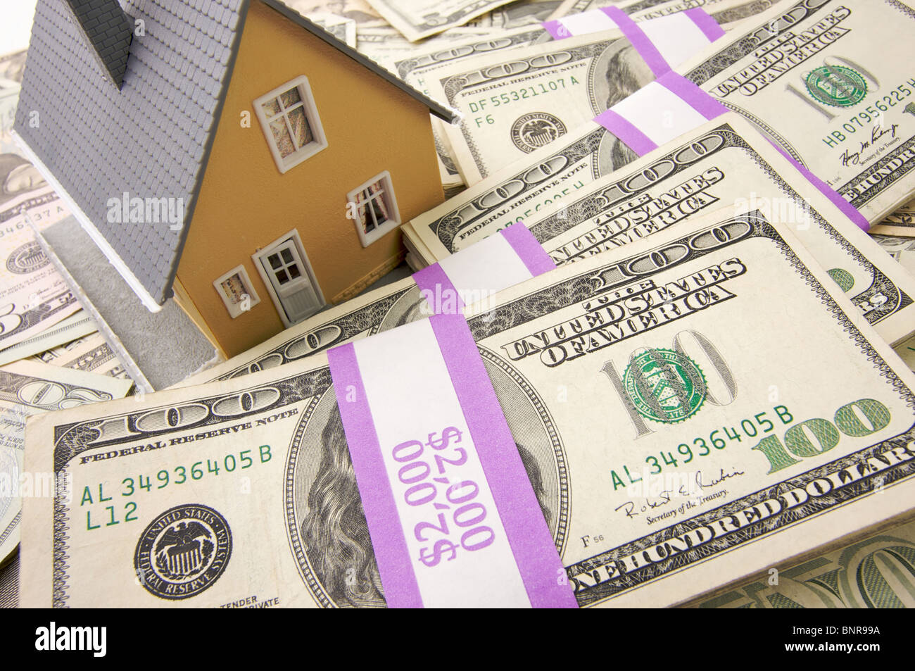 Home with Stacks of Money as Background Stock Photo - Alamy