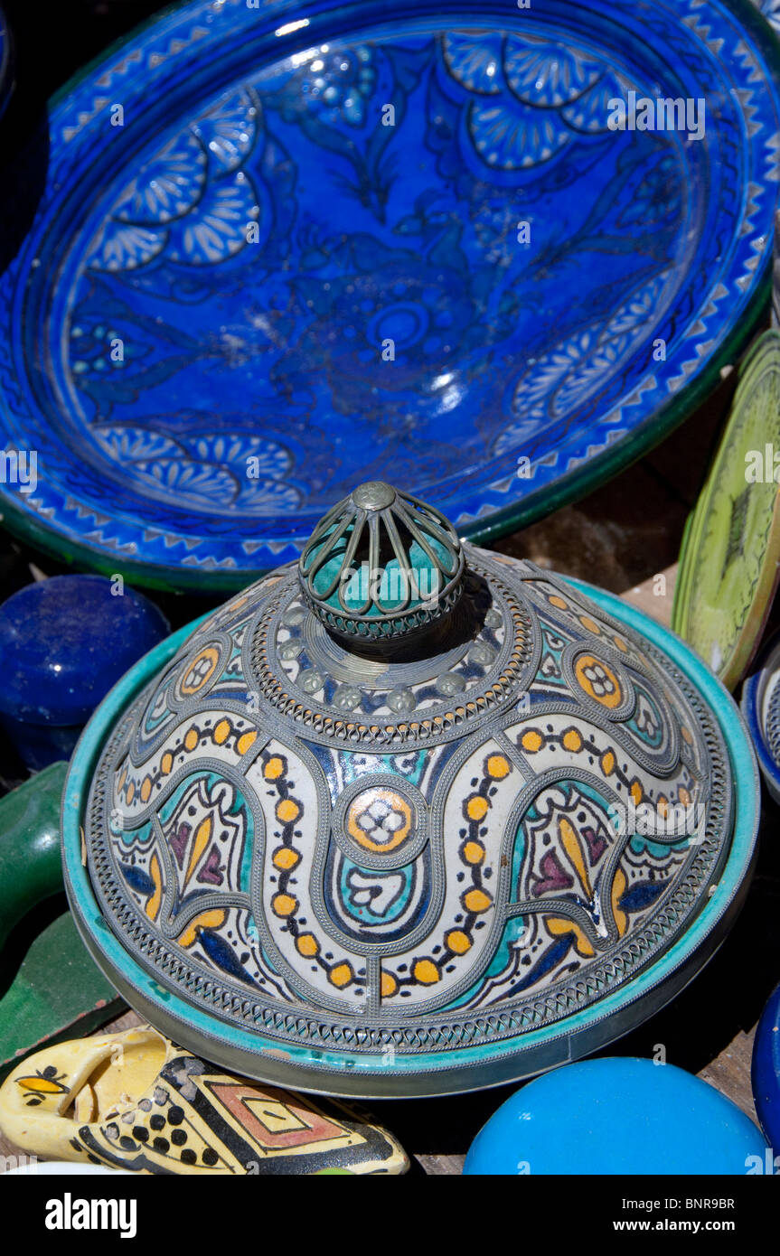 Morocco, Tetouan. Historic Medina bazaar. Traditional ceramic tajin ...