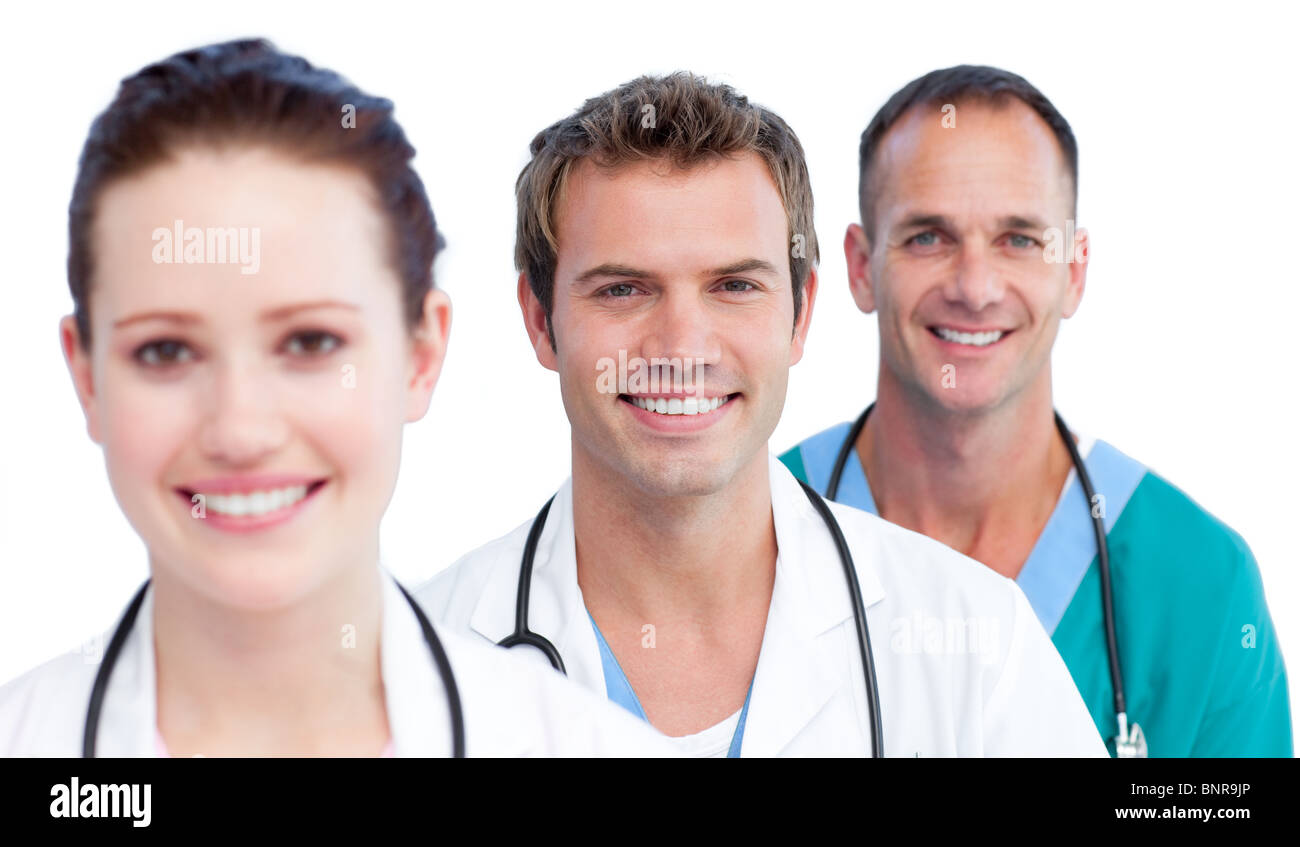 Medical team smiling Stock Photo - Alamy
