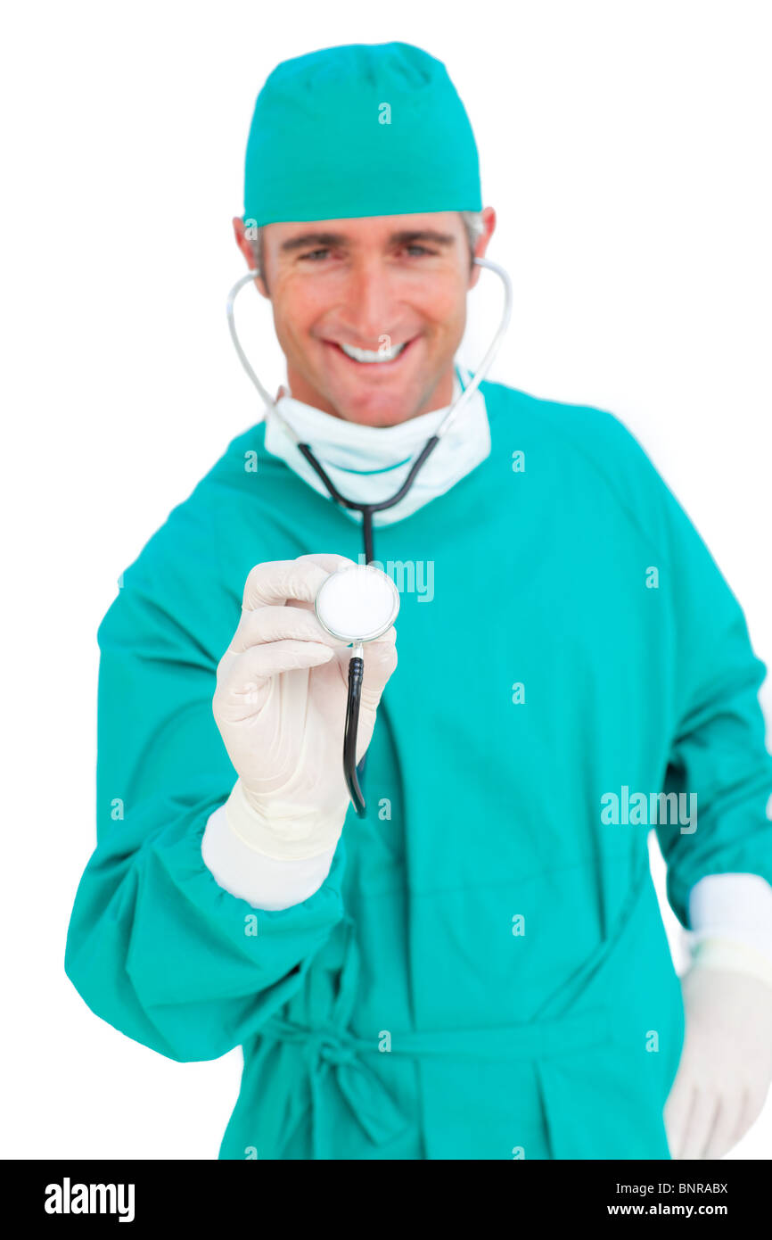 Handsome surgeon holding a stethoscope Stock Photo - Alamy