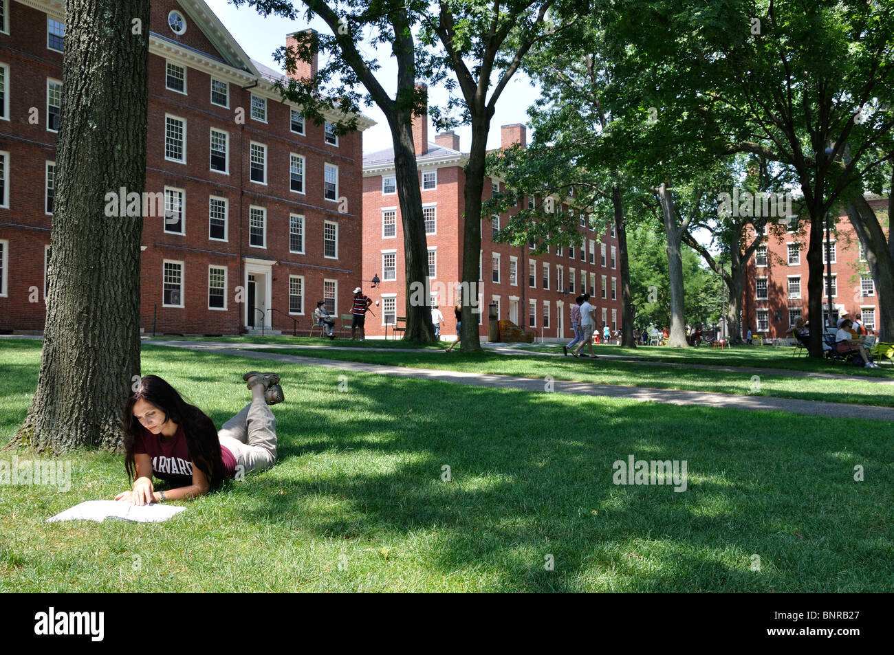 Female Harvard student, Harvard University campus, Boston, MA, USA ...