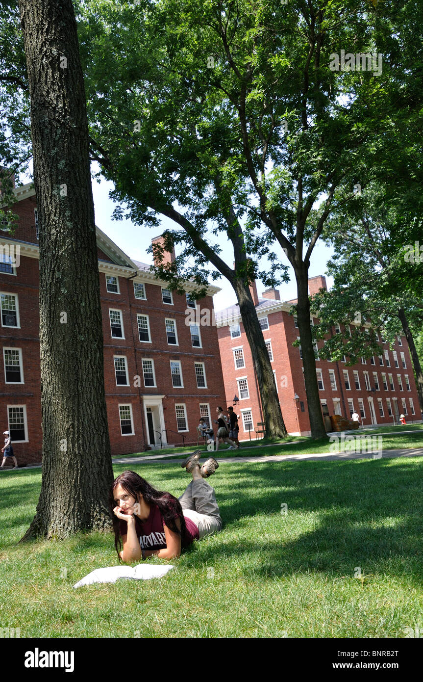 Female Harvard student, Harvard University campus, Boston, MA, USA ...