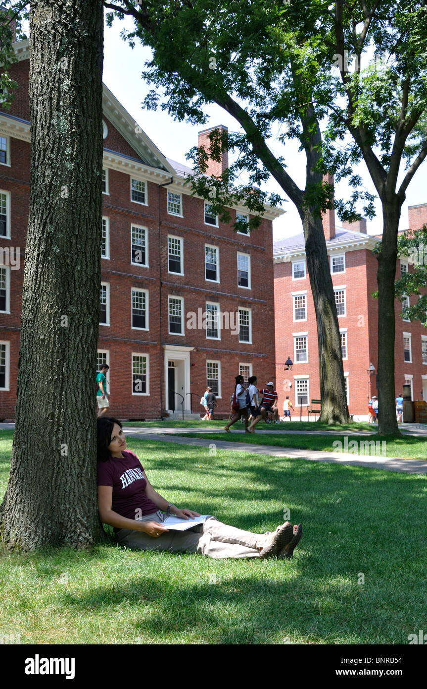 Female Harvard student, Harvard University campus, Boston, MA, USA ...