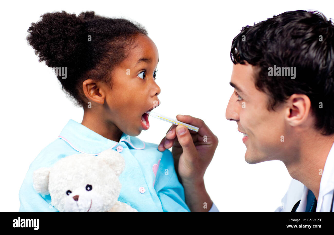 Assertive doctor taking his patient's temperature Stock Photo - Alamy