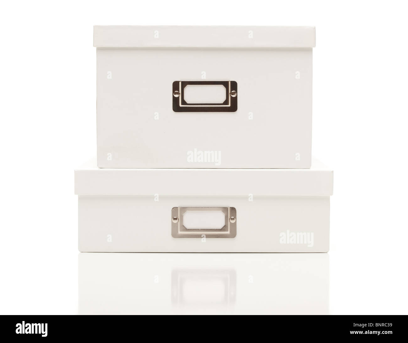 Stacked Blank White File Boxes with Lids Isolated on a White Background ...