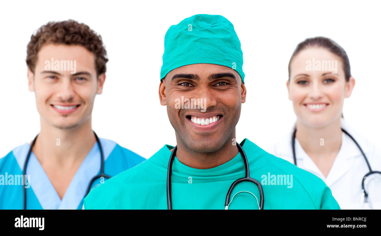 International doctors standing in a row Stock Photo - Alamy