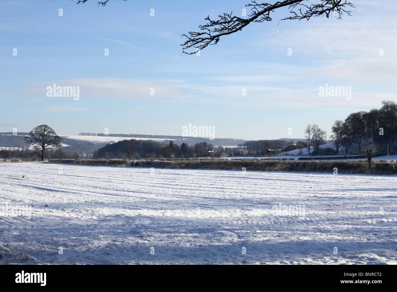 View over snowy fields in Norton, North Yorkshire Stock Photo - Alamy