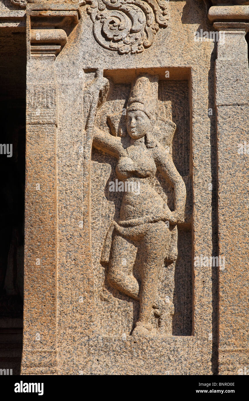 India - Tamil Nadu - Mamallapuram - sculpture at the Pancha Pandava ...