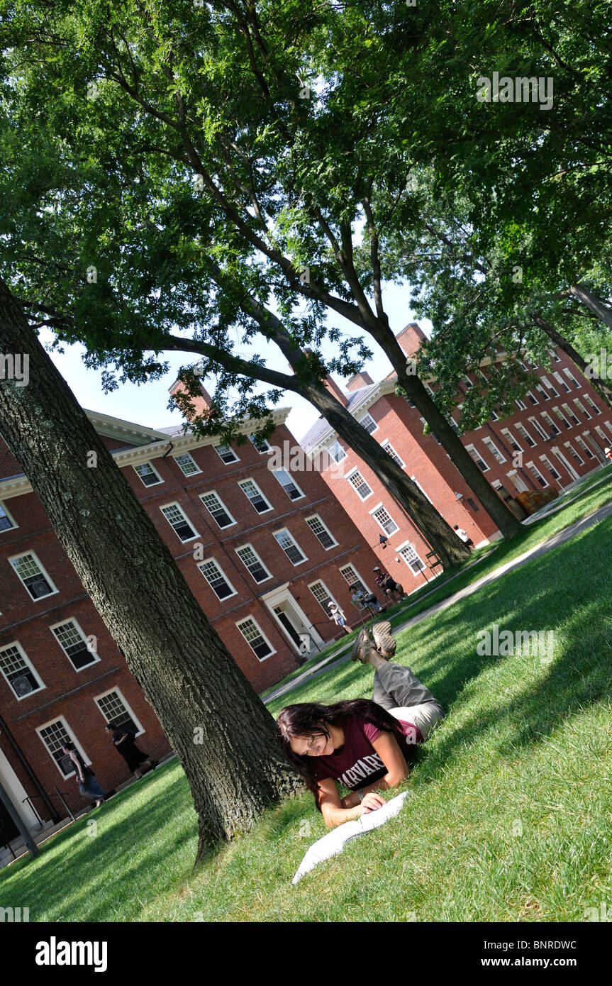 Female Harvard student, Harvard University campus, Boston, MA, USA ...
