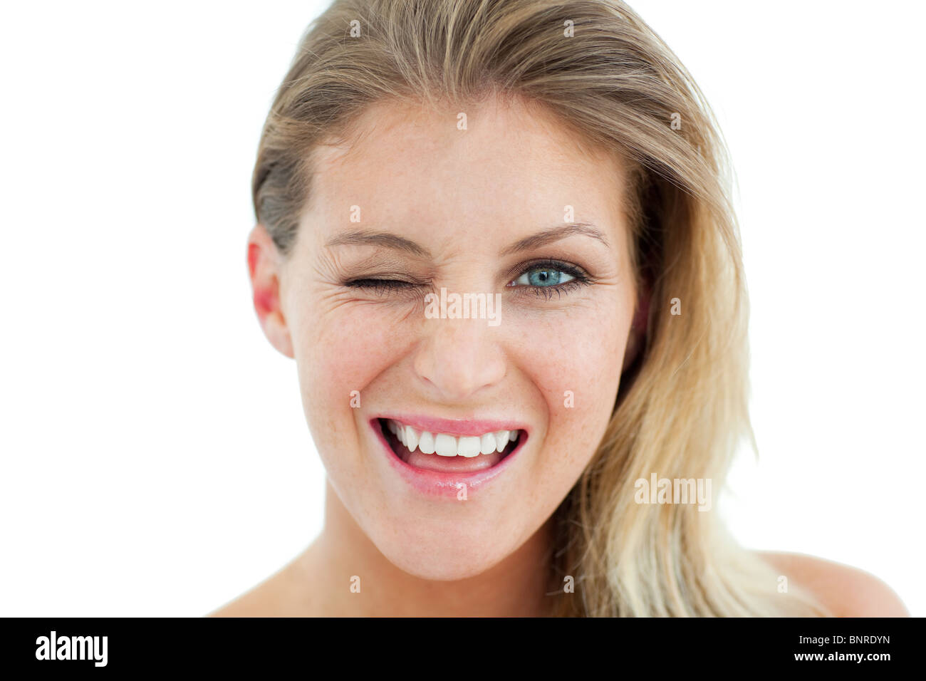 Charming Woman winking Stock Photo - Alamy