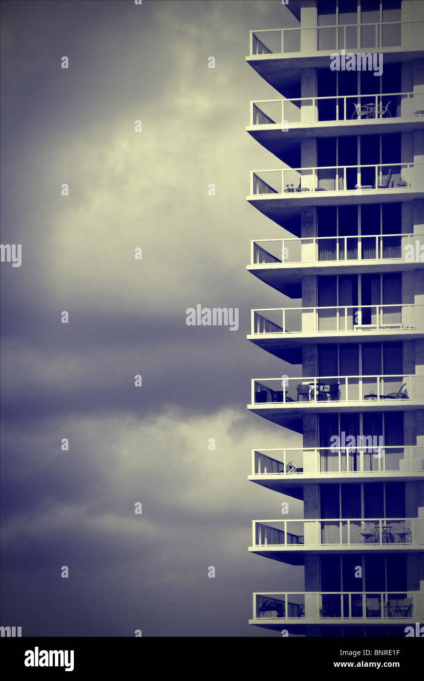 Balconies on an apartment building make an interesting vertical pattern ...