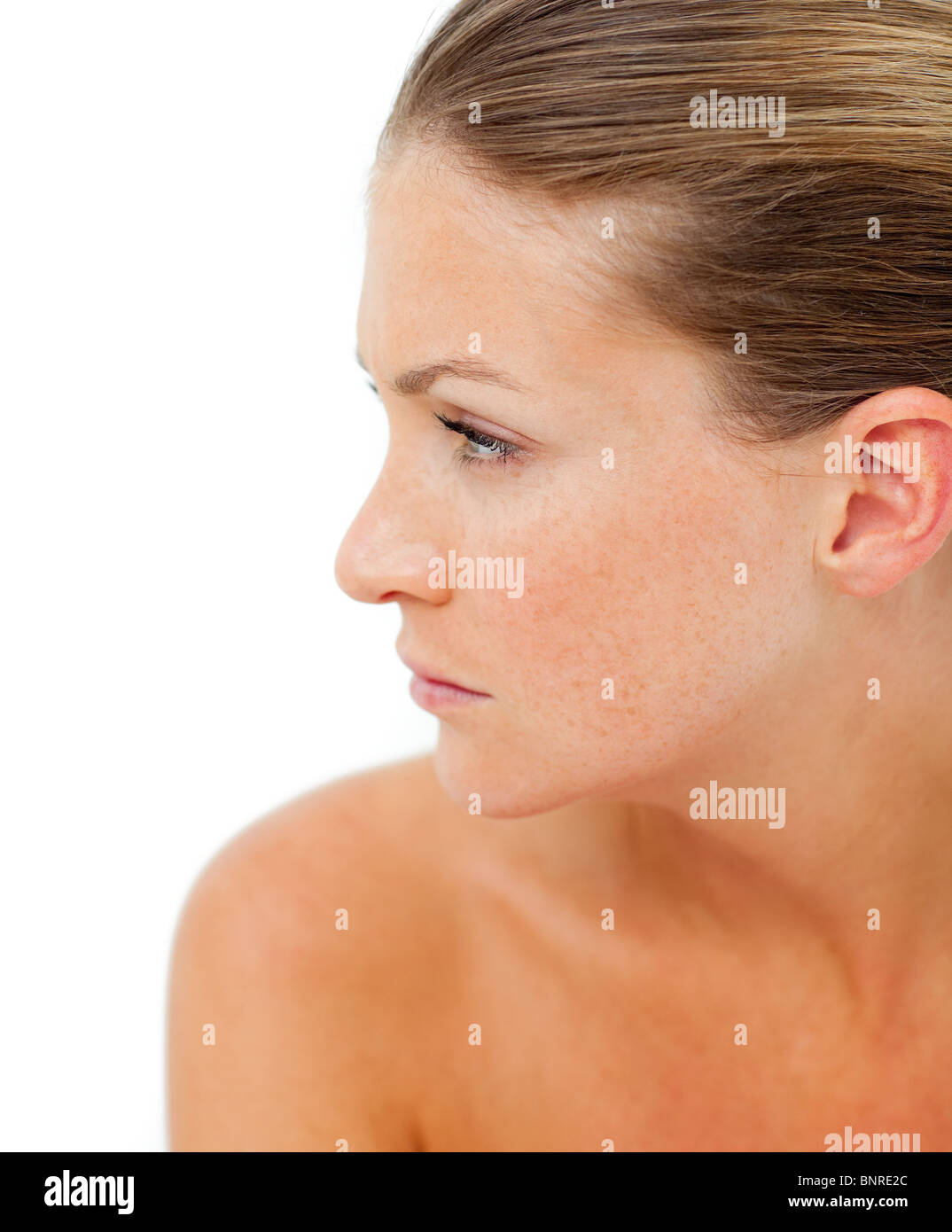 Worried woman skincare in hi-res stock photography and images - Alamy