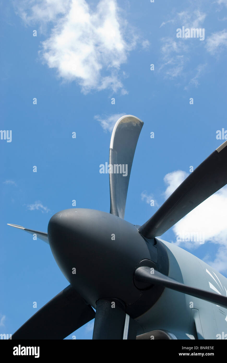 6-bladed propeller of military turboprop cargo airplane Stock Photo - Alamy
