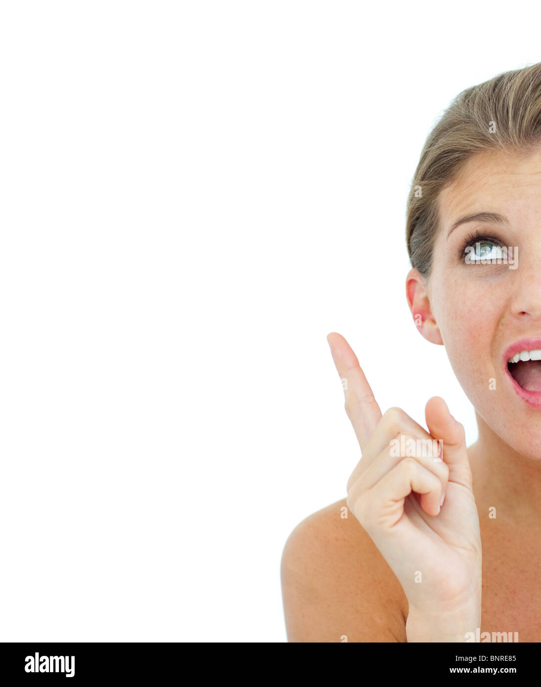 Lively woman pointing Stock Photo - Alamy