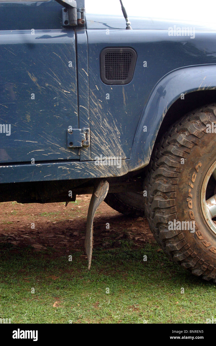 Land Rover 110 Defender driving off road Stock Photo - Alamy