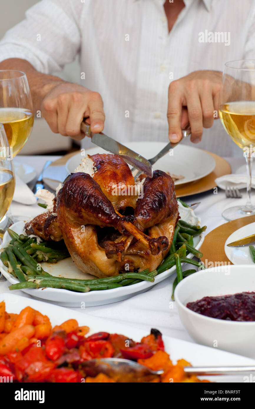 Cutting turkey meat dinner hi-res stock photography and images - Alamy