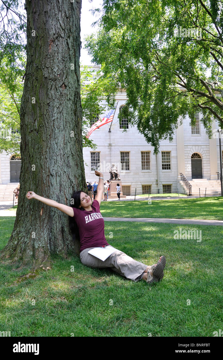 Female Harvard student, Harvard University campus, Boston, MA, USA ...
