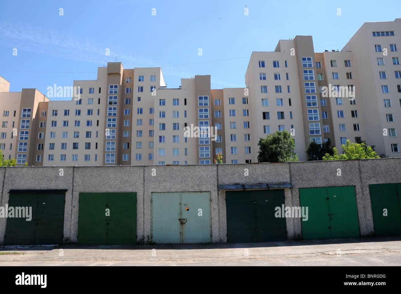House of flats and car garages in Praga Polnoc district (North Praga ...
