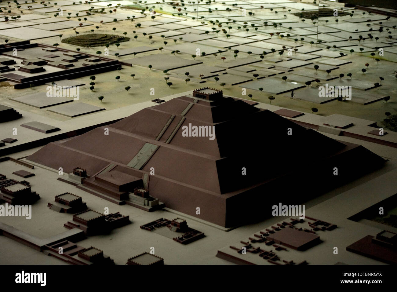 A scale model of the Pyramid of the Sun is displayed in the museum of ...