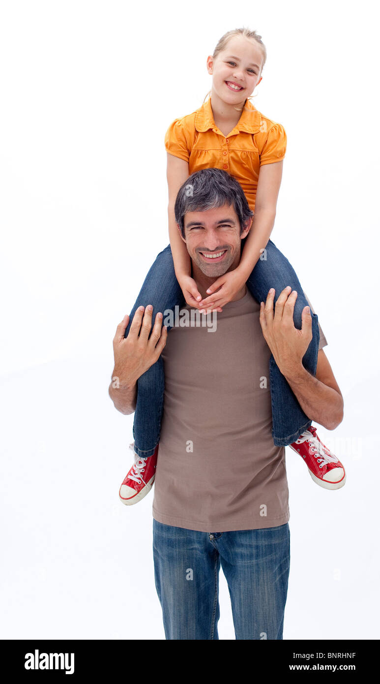 Father giving daughter piggyback ride Stock Photo - Alamy