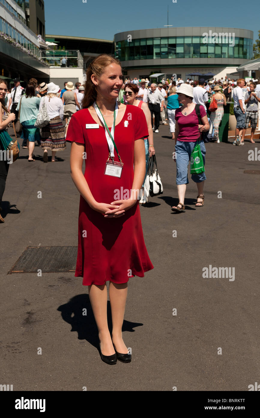 July 04 2010: Hostess waiting to greet her guests. Around the grounds ...